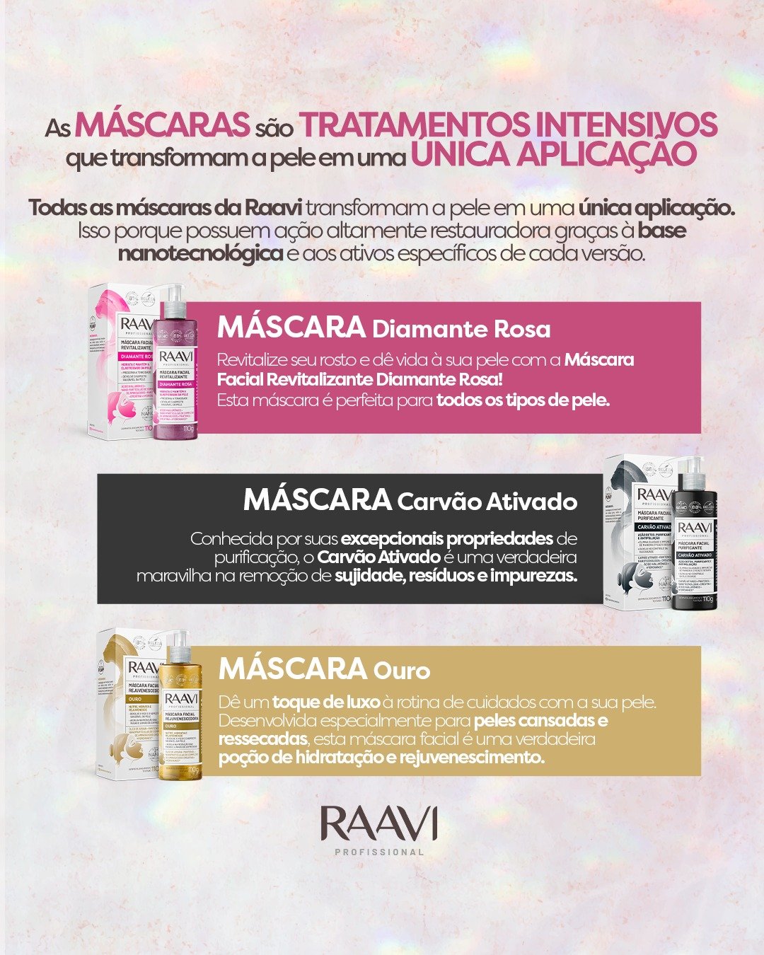 Máscara Facial Revitalizante Diamante Rosa 110g - Raavi